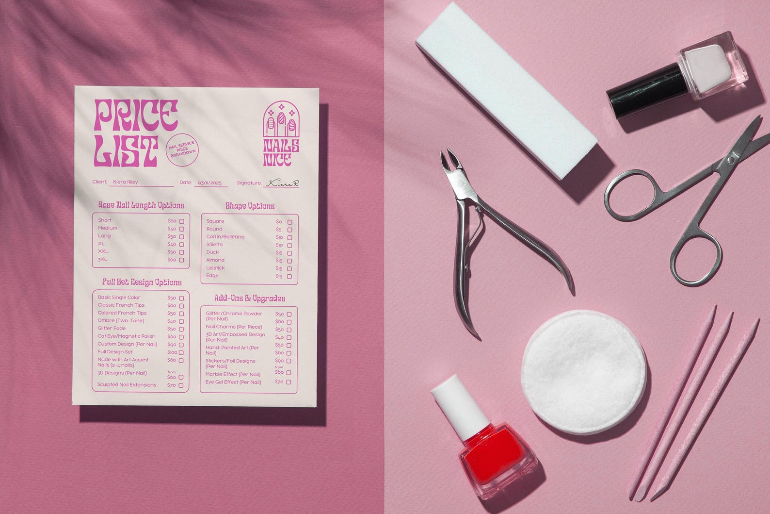 Nail Price Breakdown Sheet, Nail Price Breakdown Template, Nail Quote ...