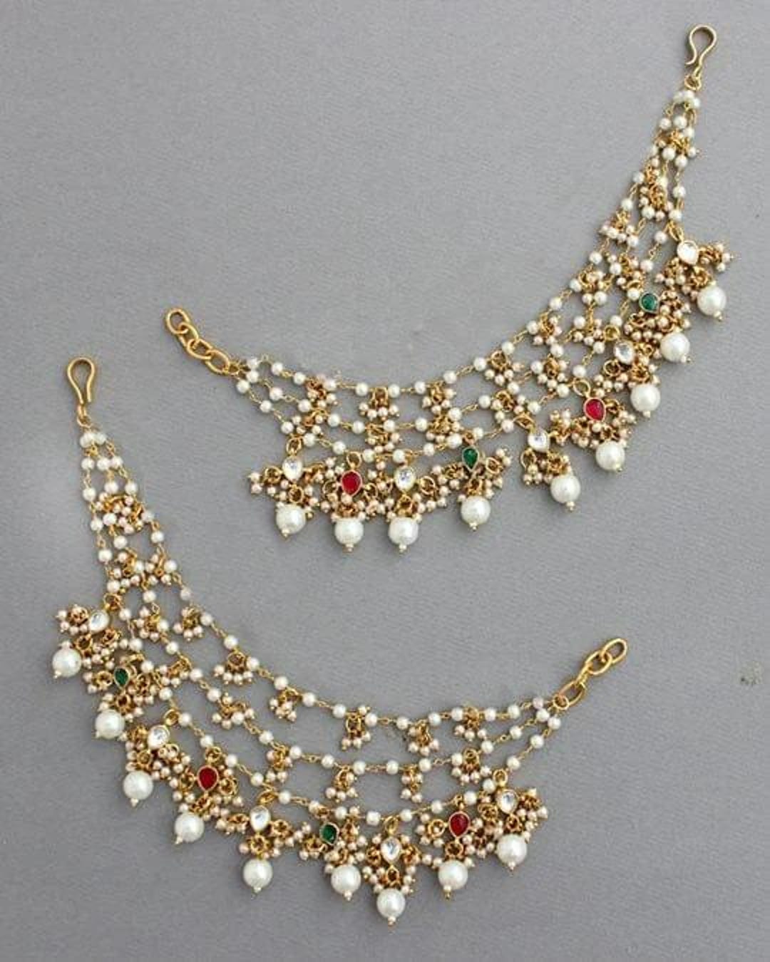 Handmade Pearl Kaan Chain: Indian Ear Chain, Jewelry Support - Etsy