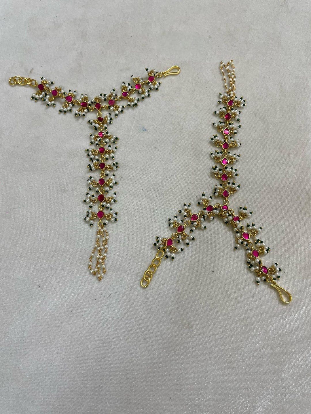 Kundan Haath Phool: Indian Bridal Hand Harness, Adjustable Bracelet - Etsy