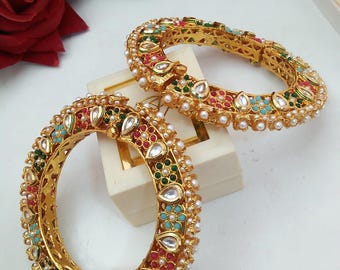 Rajwadi Kada / Pachali Bangles / Meenakari Openable Kada/indian Wedding ...
