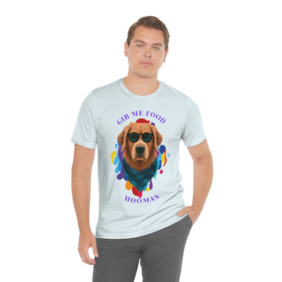 Gib Me Food Hooman Men's Cool and Funny Animal T-shirt With Dog and ...