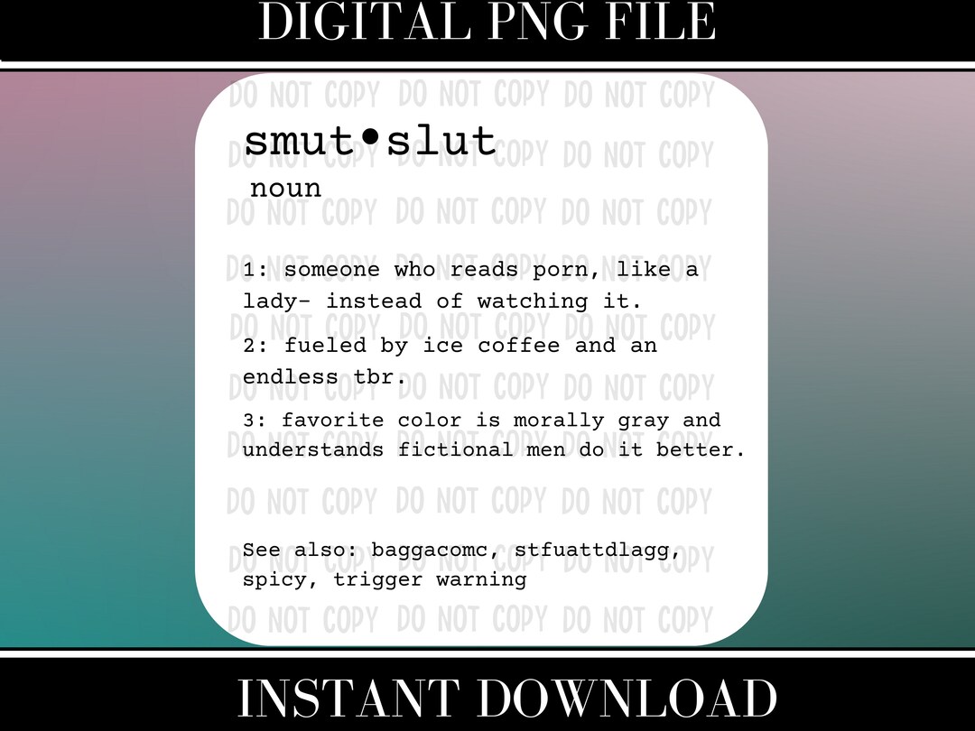 Smut Slut Definition, Dark Romance, Booktok, Digital, PNG, Sublimation ...