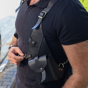 Leather Holster Bag, Shoulder Utility Bag Hip Holster Bag Wist Bag ...