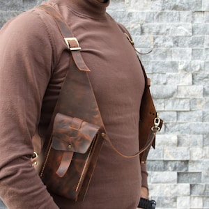 Leather Holster Bag, Shoulder Utility Bag Hip Holster Bag Wist Bag ...