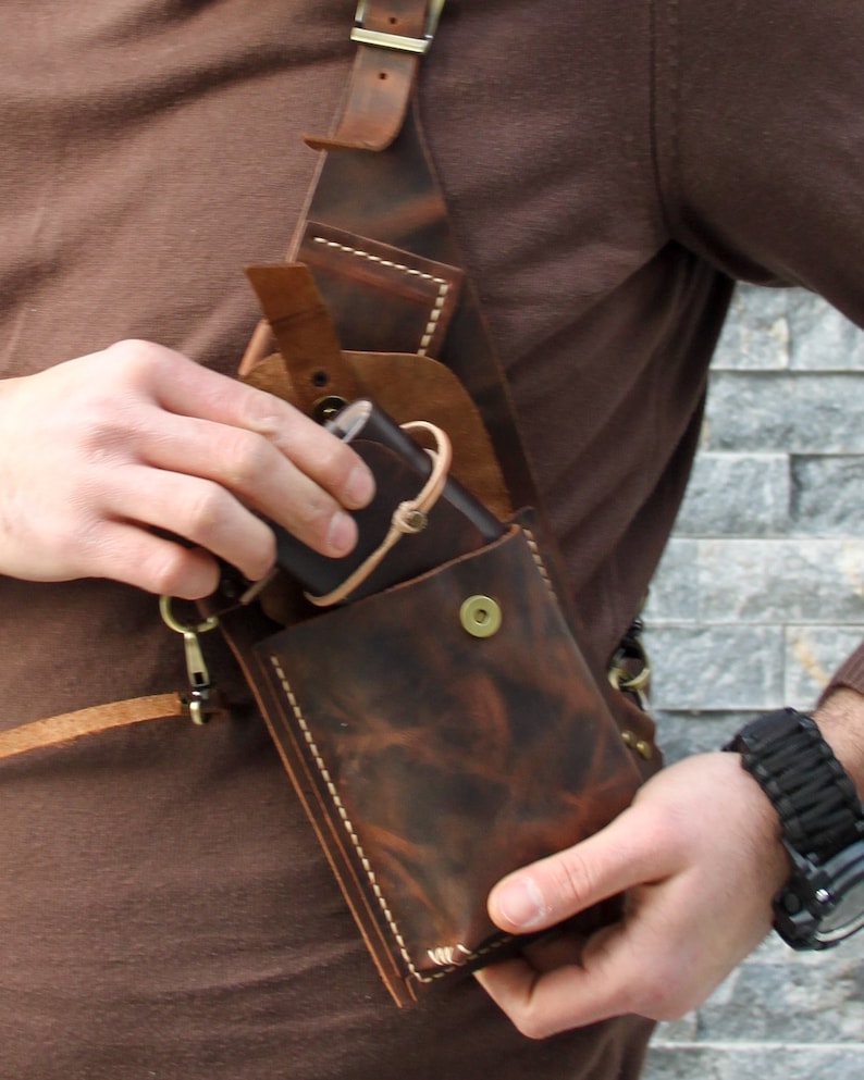 Leather Holster Bag, Shoulder Utility Bag Hip Holster Bag Wist Bag ...
