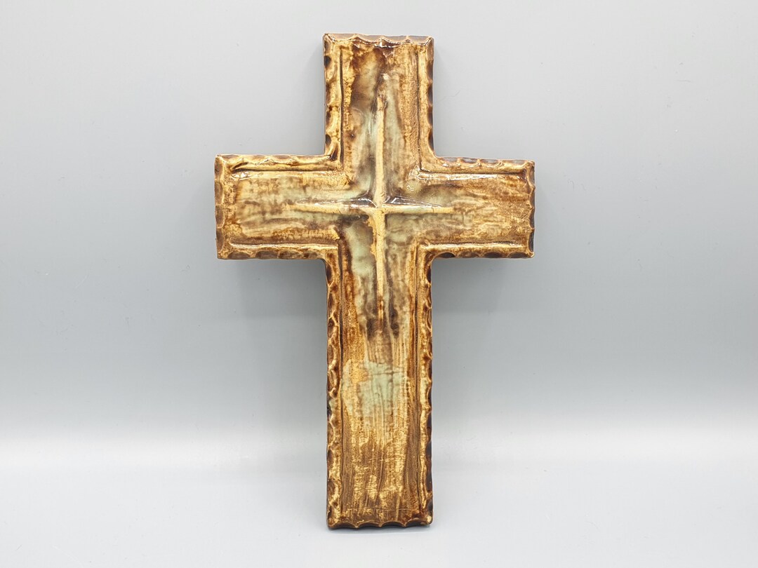 Clay Cross Vintage Wall Decoration Religious Art Handpainted - Etsy