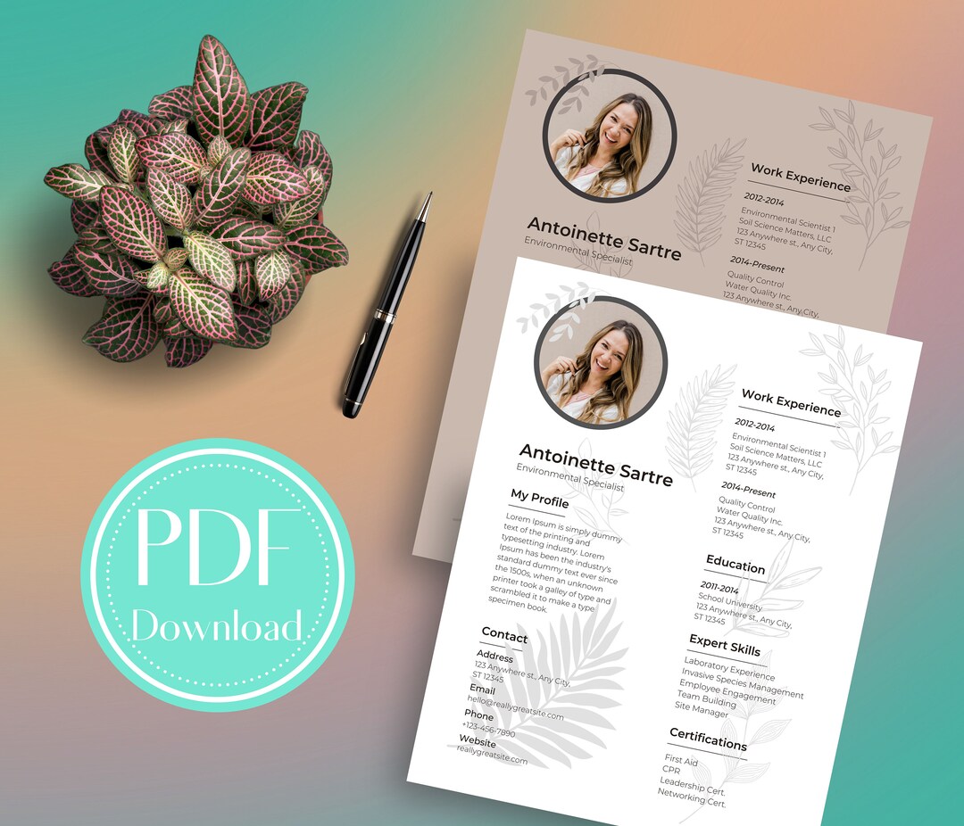 Minimalistic Resume Template | Outdoor Themed | Nature Resume | Leafy ...
