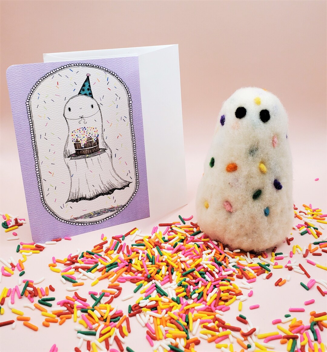 Wool Felted Birthday Card Ghost | Birthday Ghost| Spooky Cute Ghost - Etsy