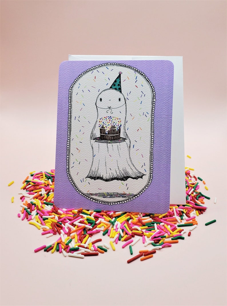 Wool Felted Birthday Card Ghost Birthday Ghost Spooky Cute - Etsy