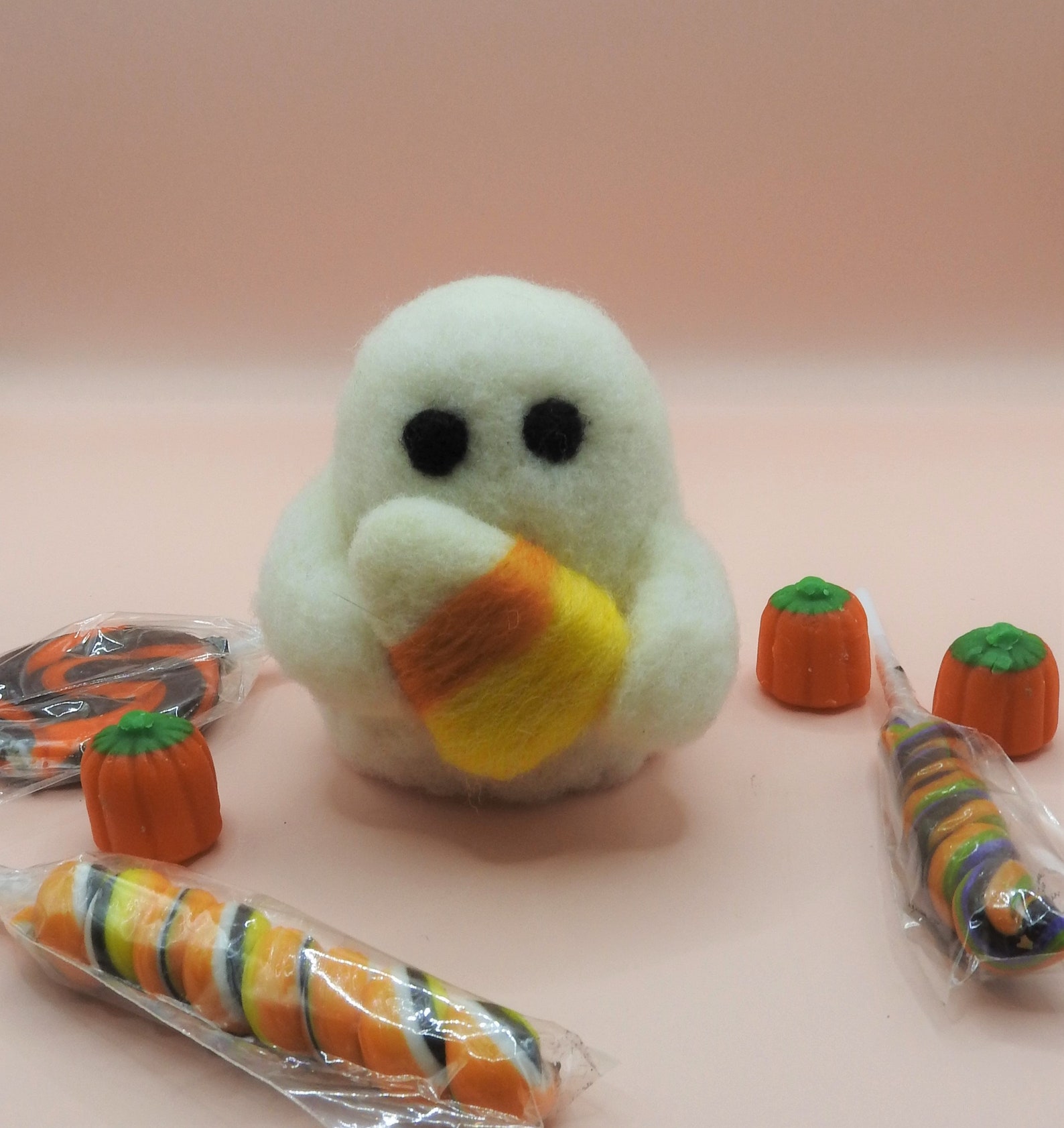Candy Corn Wool Felted Ghost Cute Ghost Halloween Decoration - Etsy