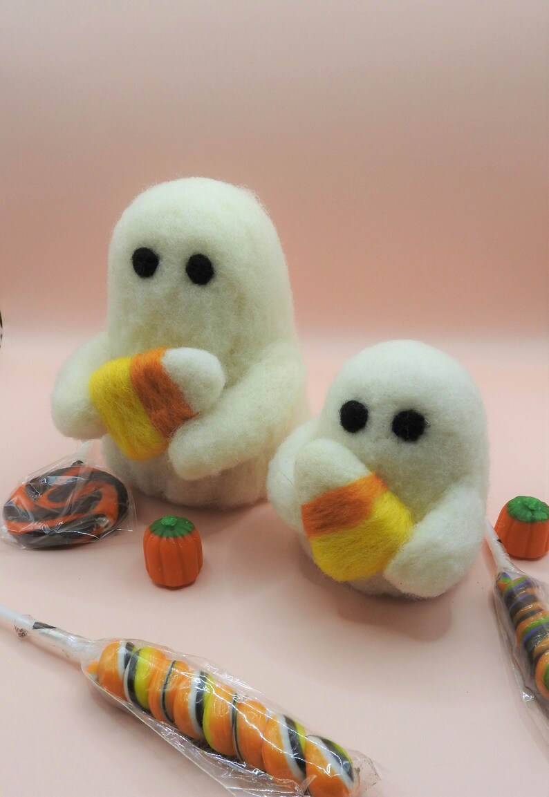 Candy Corn Wool Felted Ghost Cute Ghost Halloween Decoration - Etsy