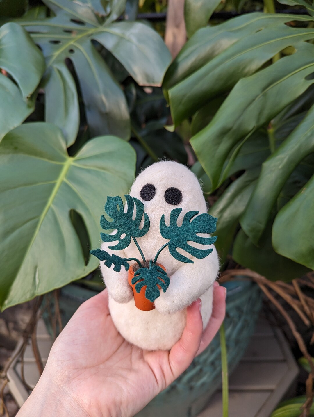 Cute Creepy Monstera Ghost Gardener Decoration for Summer Gardens - Etsy