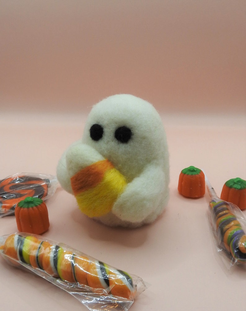 Candy Corn Wool Felted Ghost Cute Ghost Halloween Decoration - Etsy