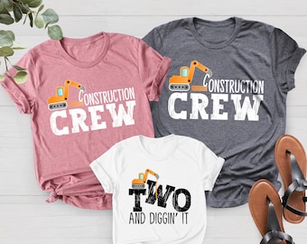 Three and Diggin' It Onesie® , Matching Birthday Shirt, Construction ...