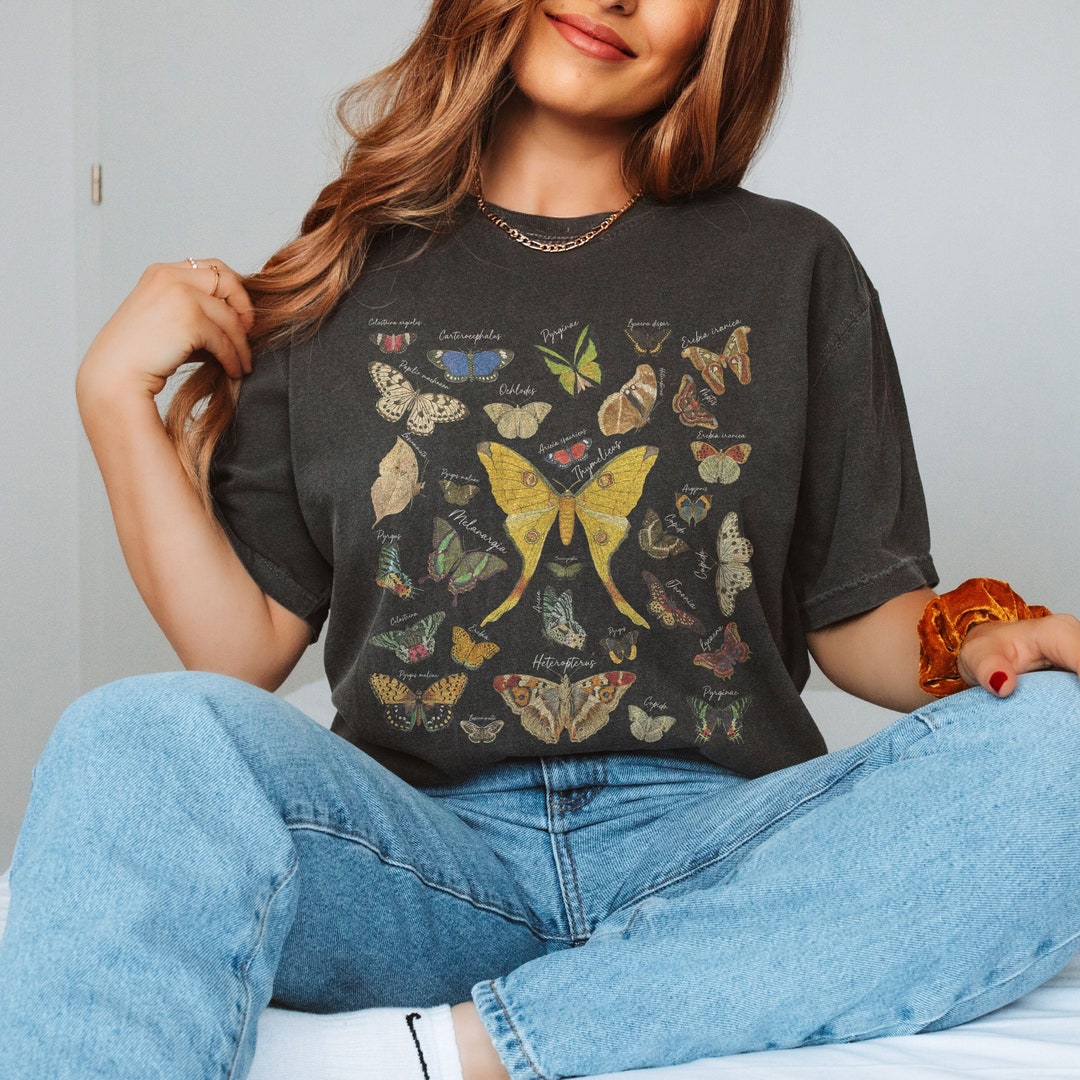 Vintage Butterfly and Moth T-shirt, Cottagecore Aesthetic Comfort ...