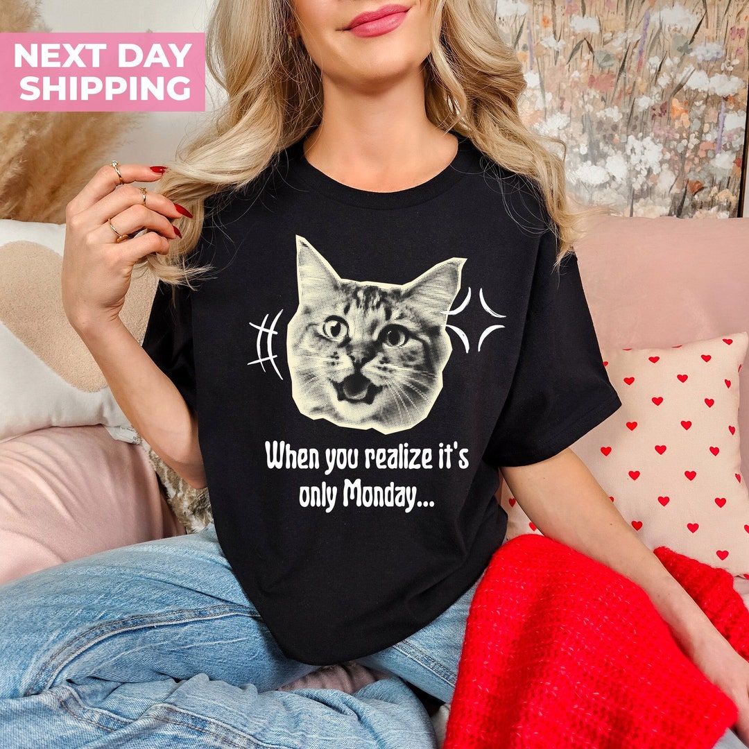 Sarcastic Shirts, Monday Shirt, Funny Cat Shirts for Women, Cute Cat Shirts, Funny Shirts With ...