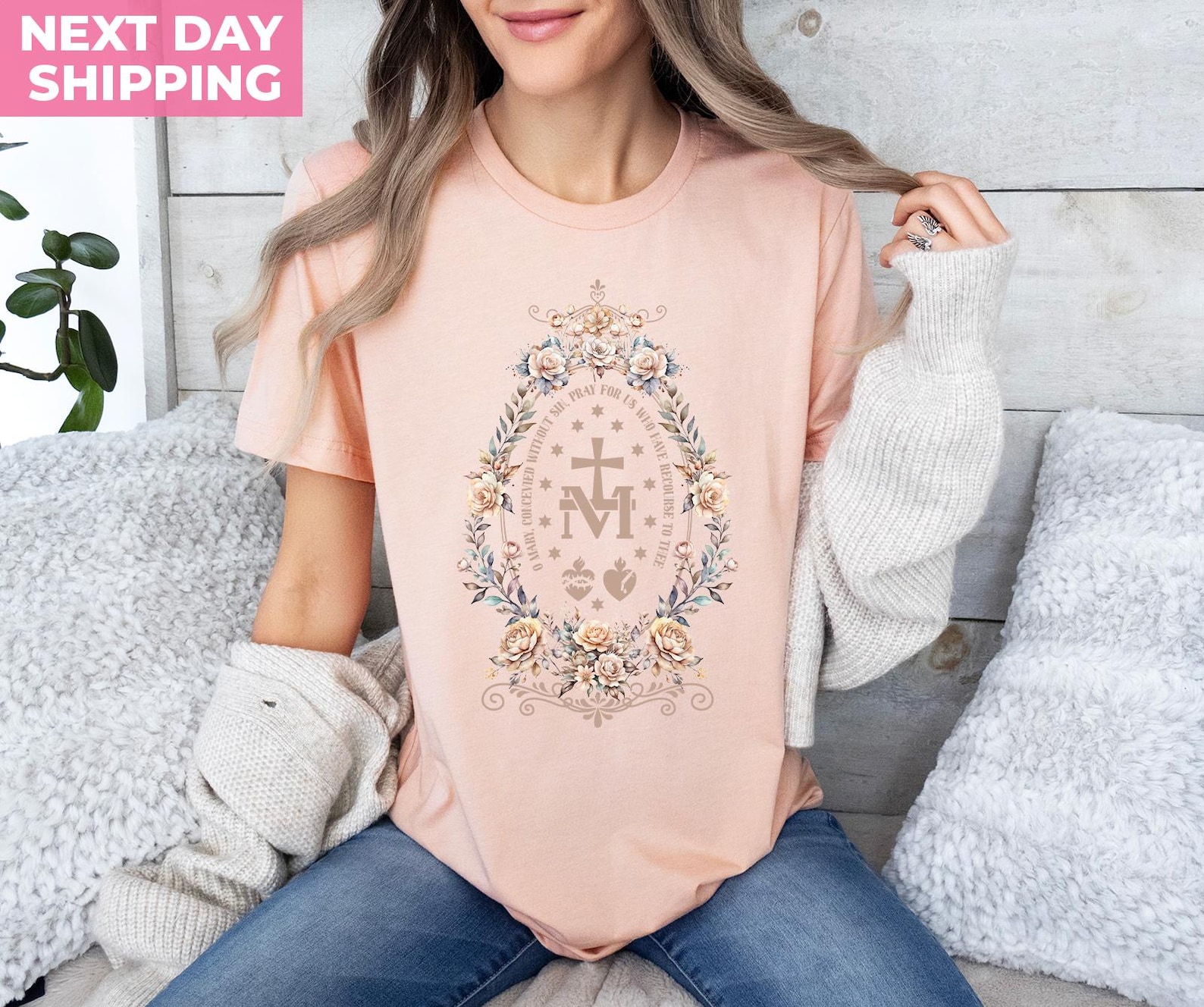 Marian Catholic T-shirt, Virgin Mary T-shirt, Catholic Gifts for Women ...
