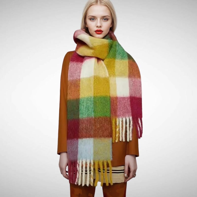 Checkered Striped Scarf - Etsy