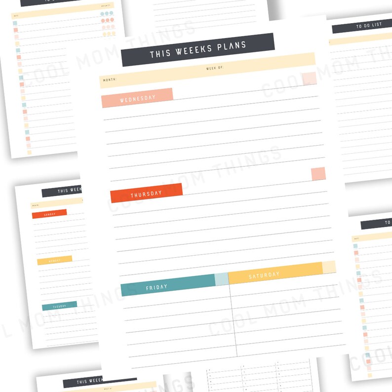 Reusable Weekly Planner INSTANT DOWNLOAD A4 Colorful - Etsy