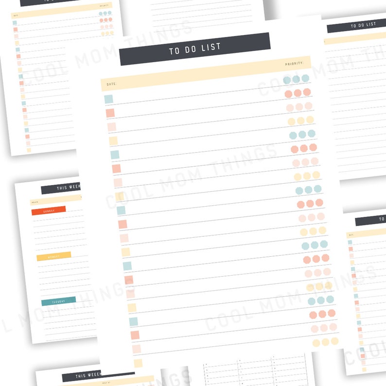 Reusable Weekly Planner INSTANT DOWNLOAD A4 Colorful - Etsy