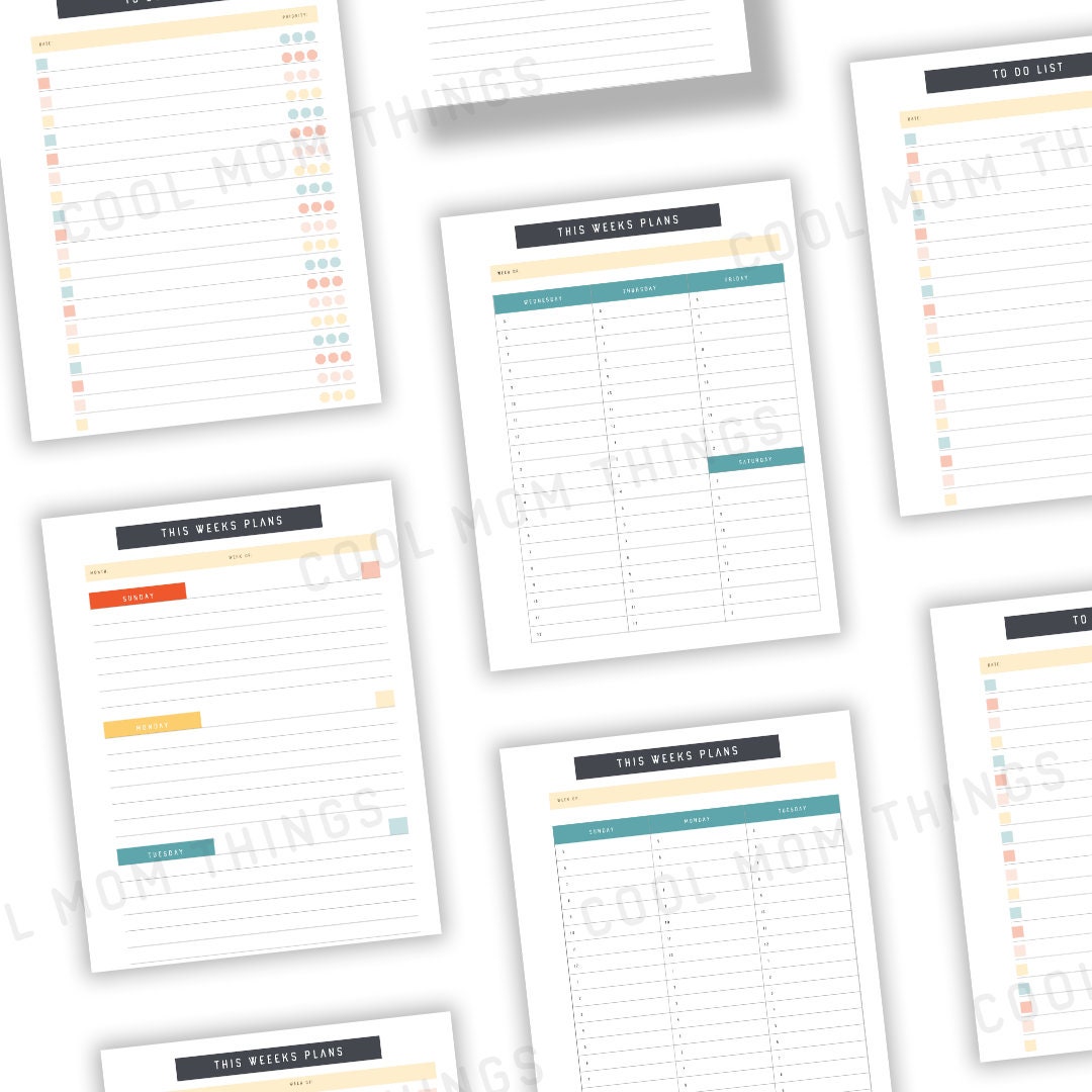 Reusable Weekly Planner INSTANT DOWNLOAD A4 Colorful - Etsy