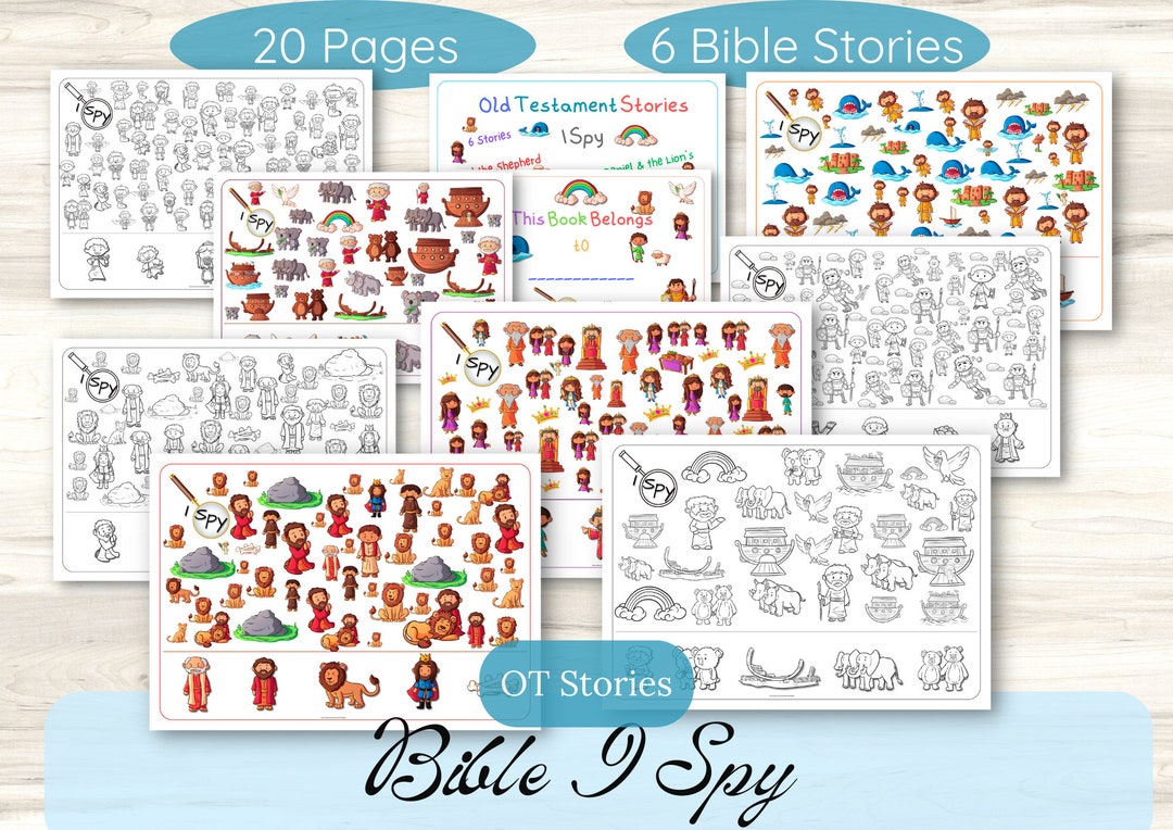 Bible I SPY Activity Book Kids Bible School Sunday School Art Home ...