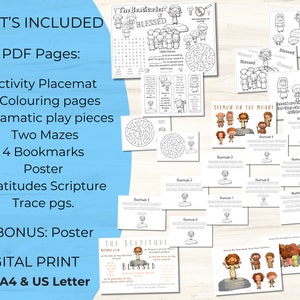 Beatitudes Bible Story Print. Sermon on the Mount Pdf. Blessings Kit ...