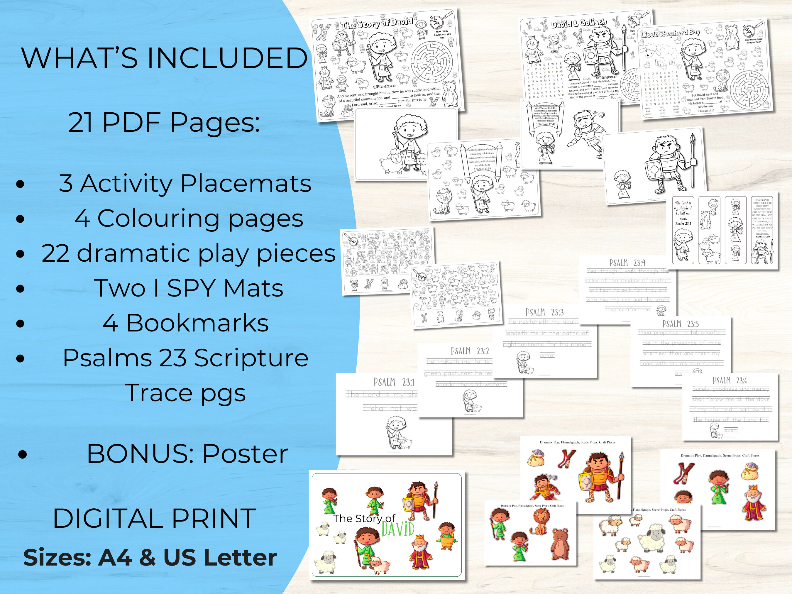 David Activity Pages Printable Bible Story Bible Crafts Sunday School ...