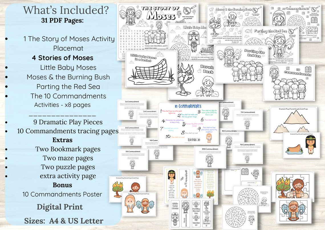Moses Bible Printables – Leadership Kit With Crafts, Coloring ...