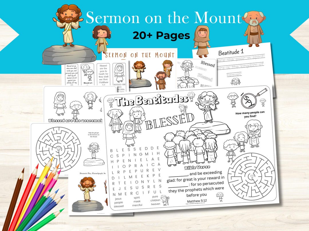 Sermon on the Mount Printables – Blessings Kit With Crafts, Coloring ...