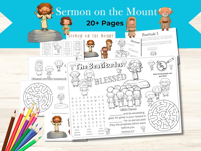 Sermon on the Mount Printables – Blessings Kit With Crafts, Coloring ...
