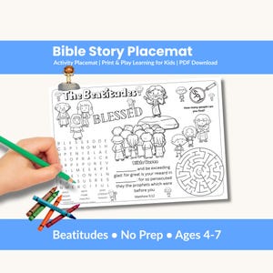 Beatitudes Placemat Activity - Etsy