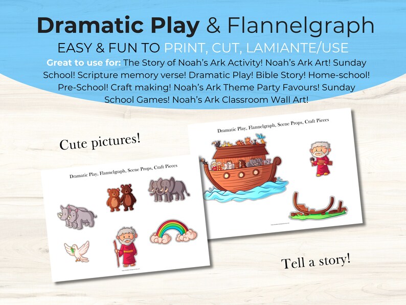 Noah and Ark Printable Bible Story Bible Crafts Sunday School Home ...