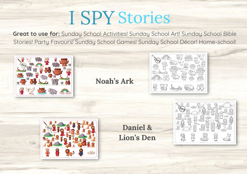 Bible I SPY! Print! Kids Bible School! Sunday School Art! Home-school ...