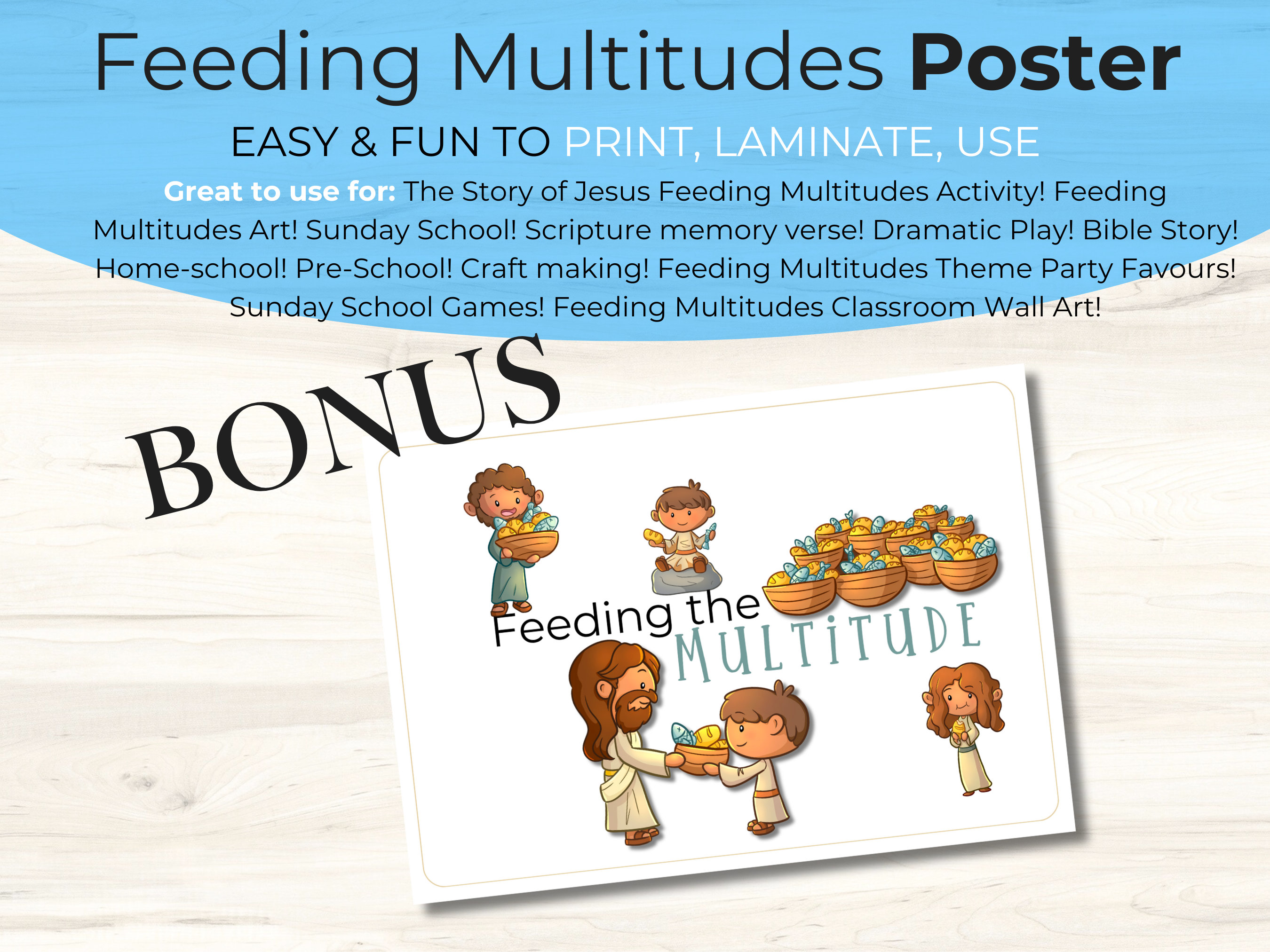 Feeding Multitudes Activity Pages Printable Bible Story Bible Crafts ...