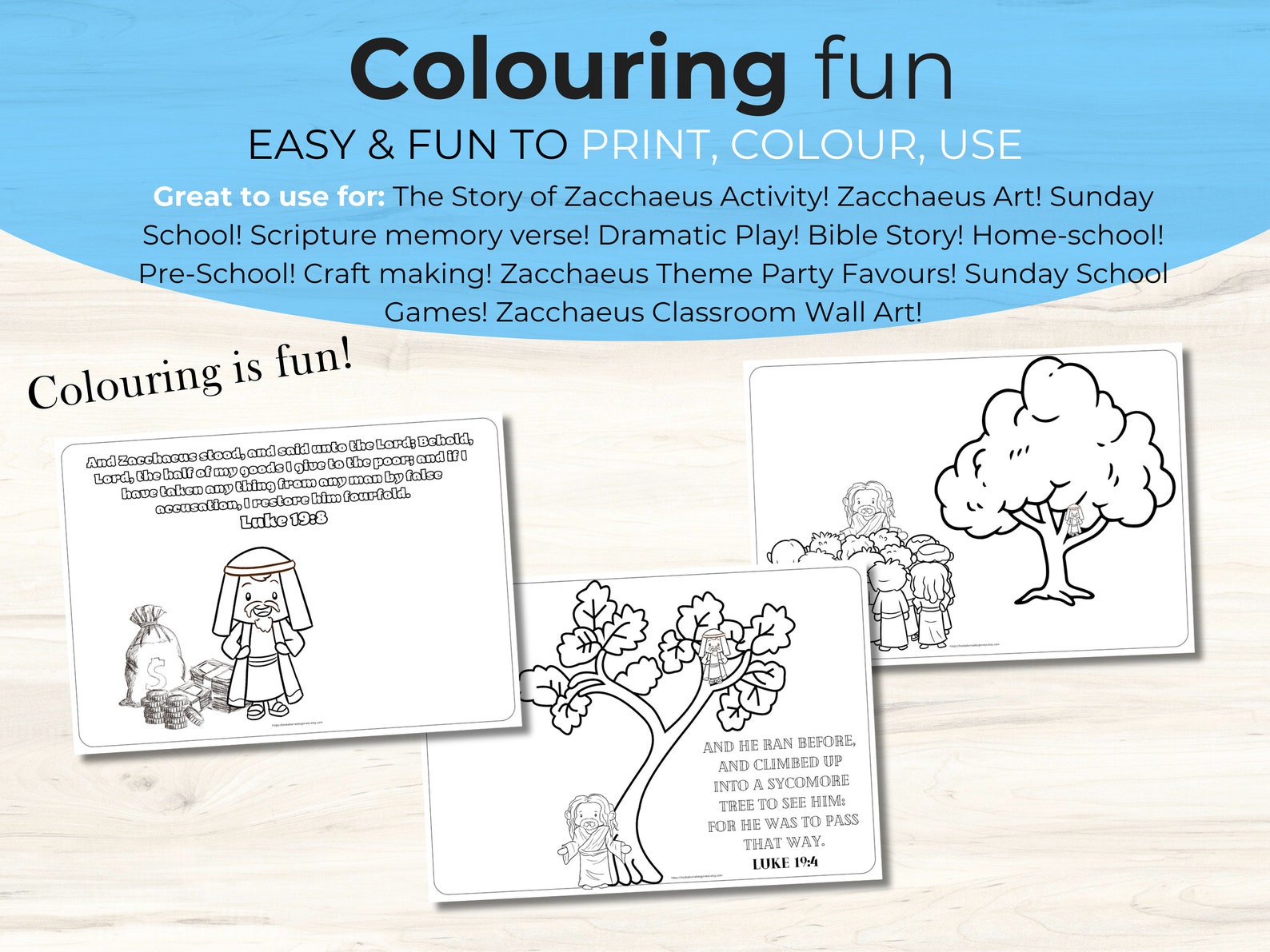 Zacchaeus Activity Pages Printable Bible Story Bible Crafts Sunday ...