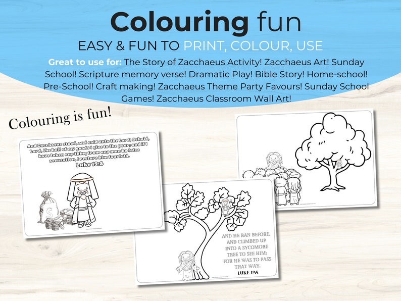Zacchaeus Bible Printables – Forgiveness Kit With Crafts, Coloring ...