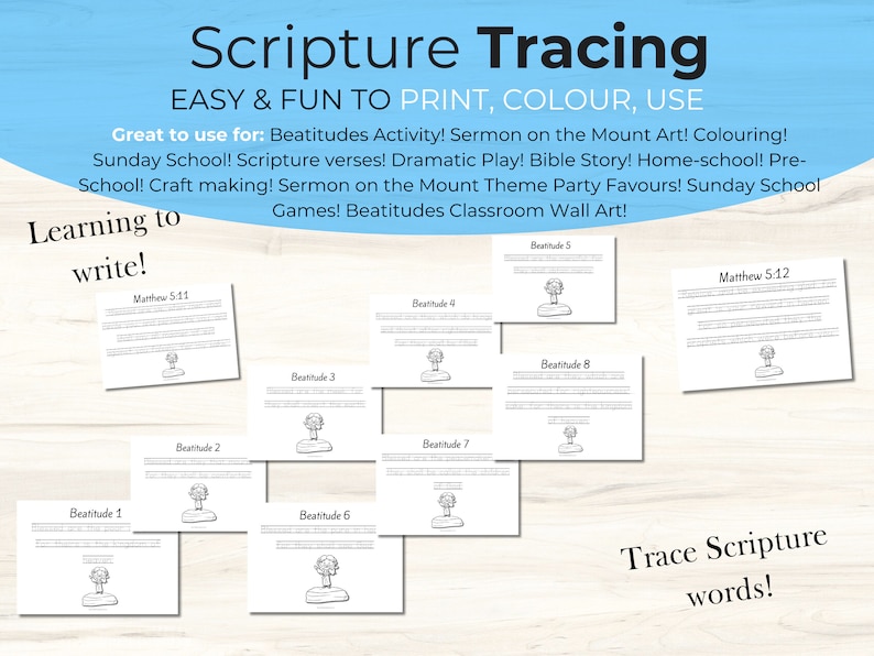 Sermon on the Mount Printables – Blessings Kit With Crafts, Coloring ...