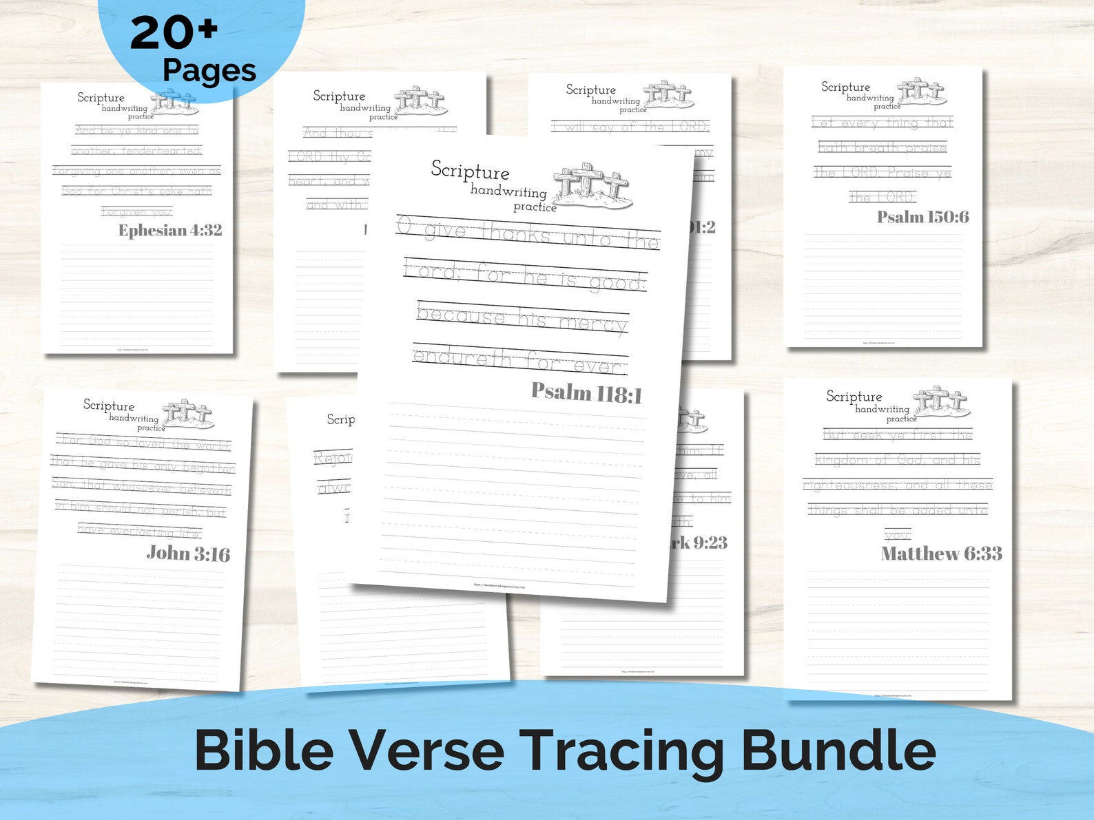 21 Bible Verse Tracing Sheets Tracing Verses Writing Practice Kids ...