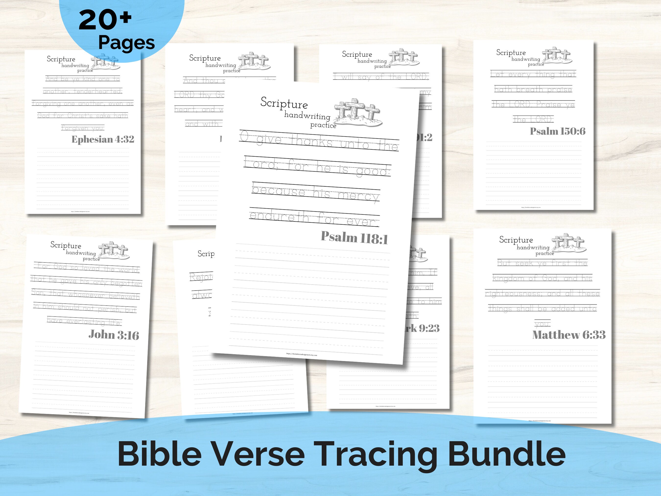 21 Bible Verse Tracing Sheets Tracing Verses Writing Practice Kids ...