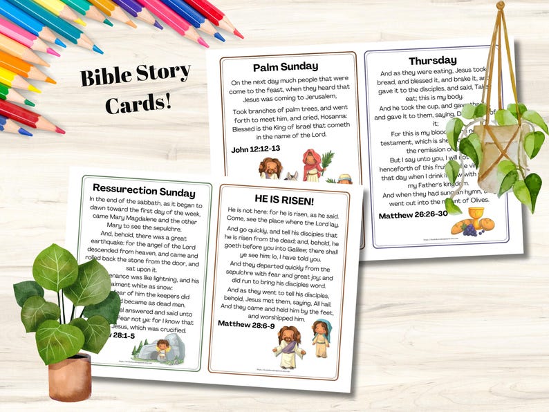 Easter Story Printable! Holy Week Activities! Bible Story Cards for ...