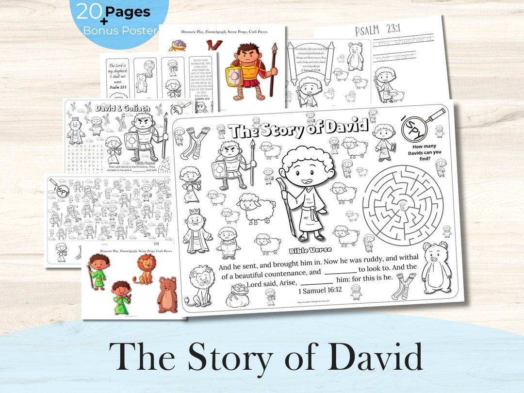 David Activity Pages Printable Bible Story Bible Crafts Sunday School ...