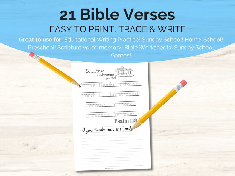 21 Bible Verse Tracing Sheets Tracing Verses Writing Practice Kids ...