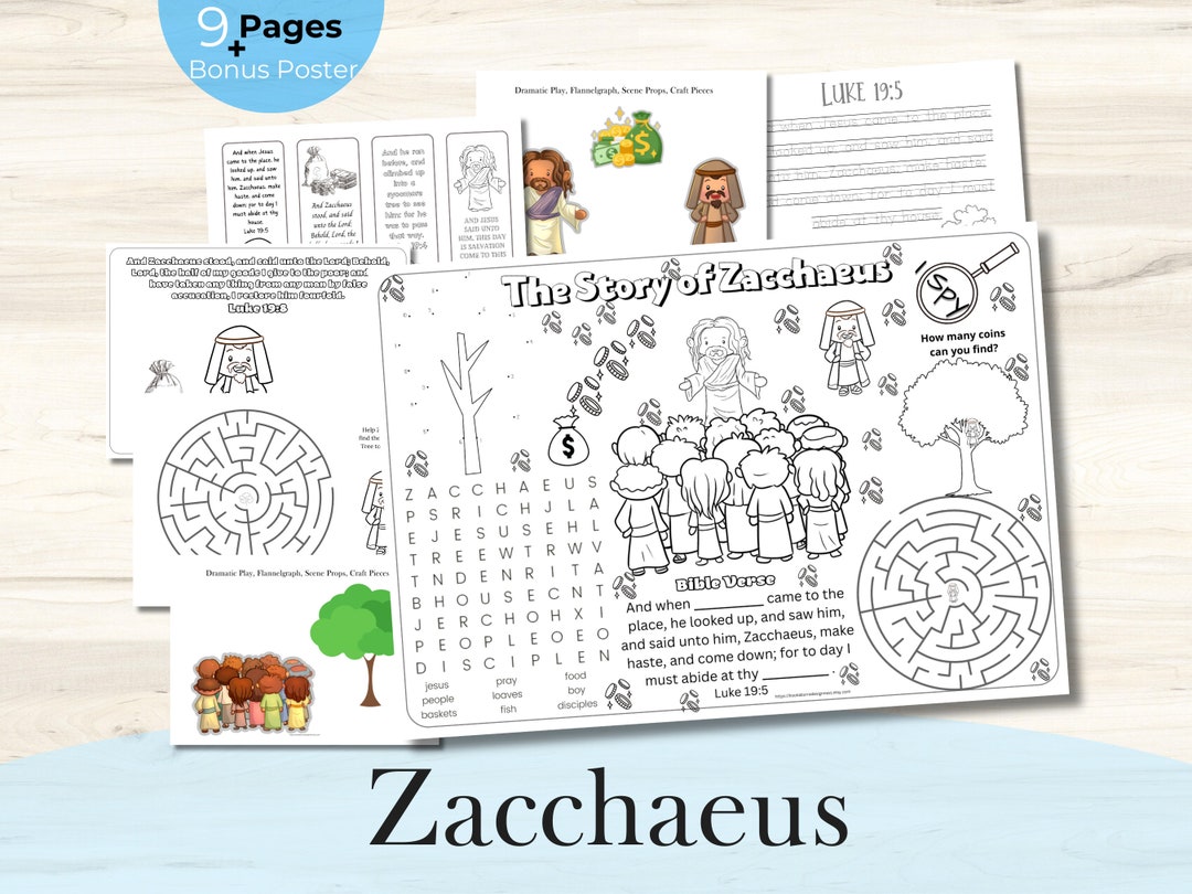 Zacchaeus Activity Pages Printable Bible Story Bible Crafts Sunday ...
