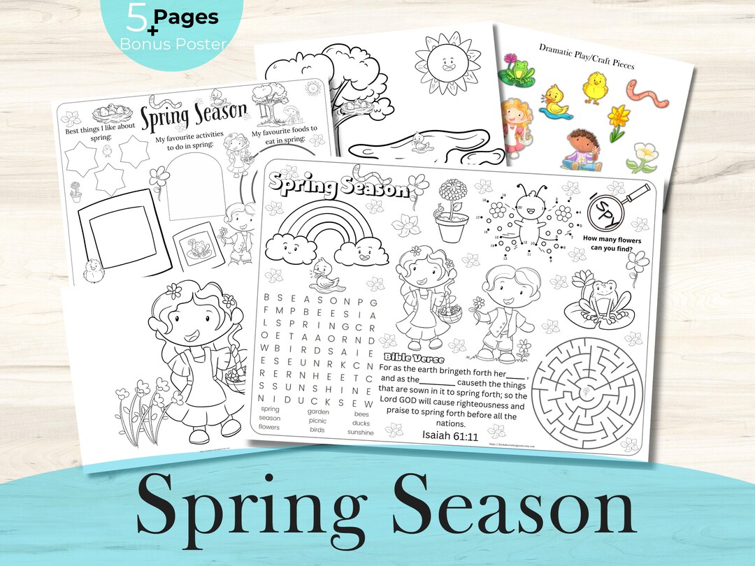 Spring Season Activity! Print Colouring Placemat! Party Favour! Home ...