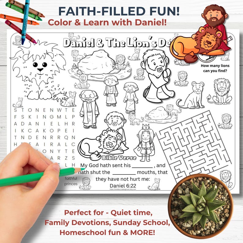 Daniel and Lions Bible Printables – Courage Kit Crafts, Coloring ...