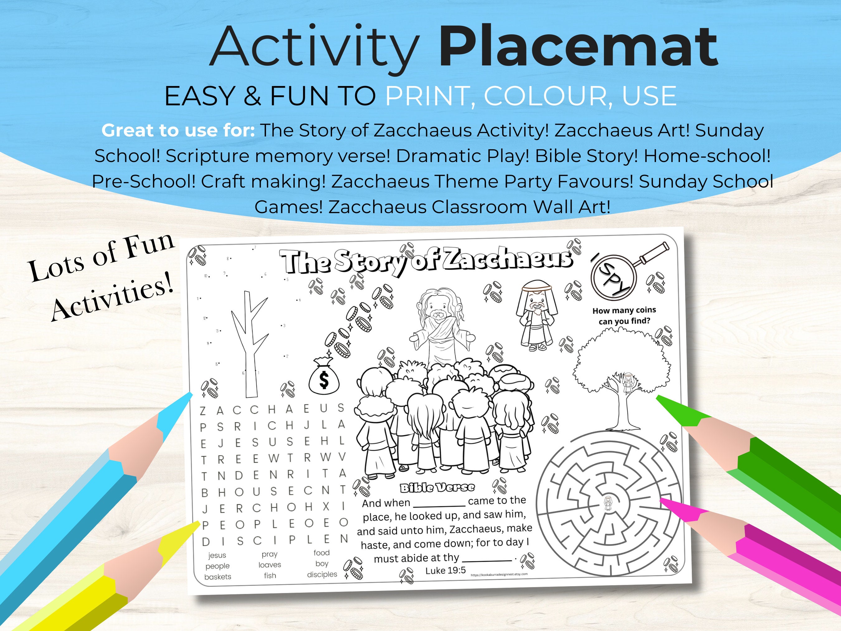Zacchaeus Activity Pages Printable Bible Story Bible Crafts Sunday ...