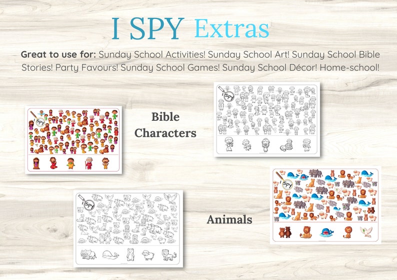 Bible I SPY Activity Book Kids Bible School Sunday School Art Home ...