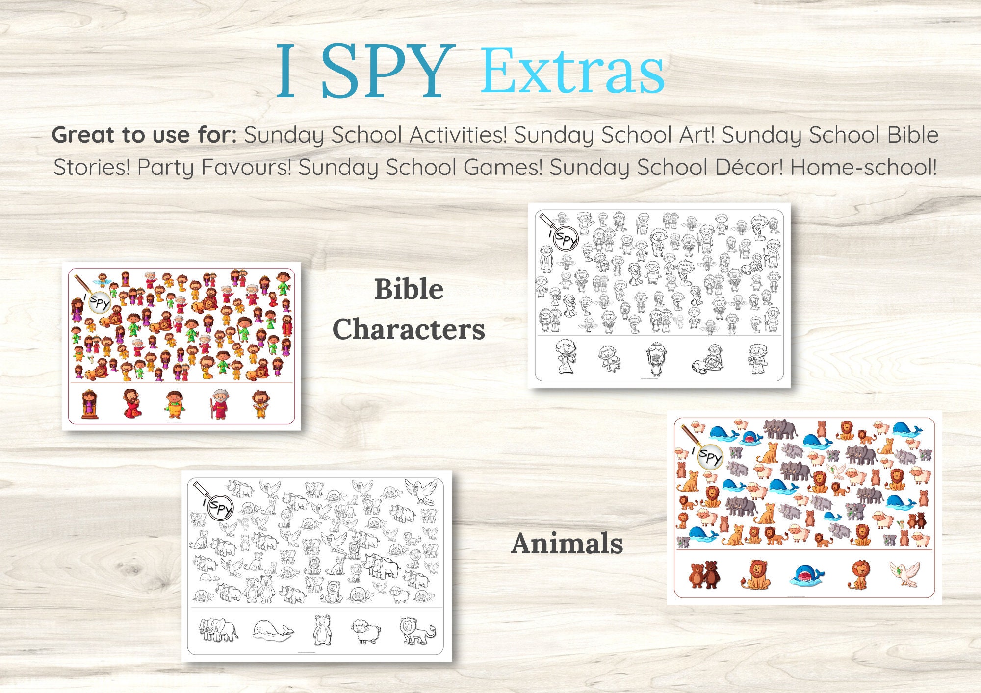 Bible I SPY Activity Book Kids Bible School Sunday School Art Home ...