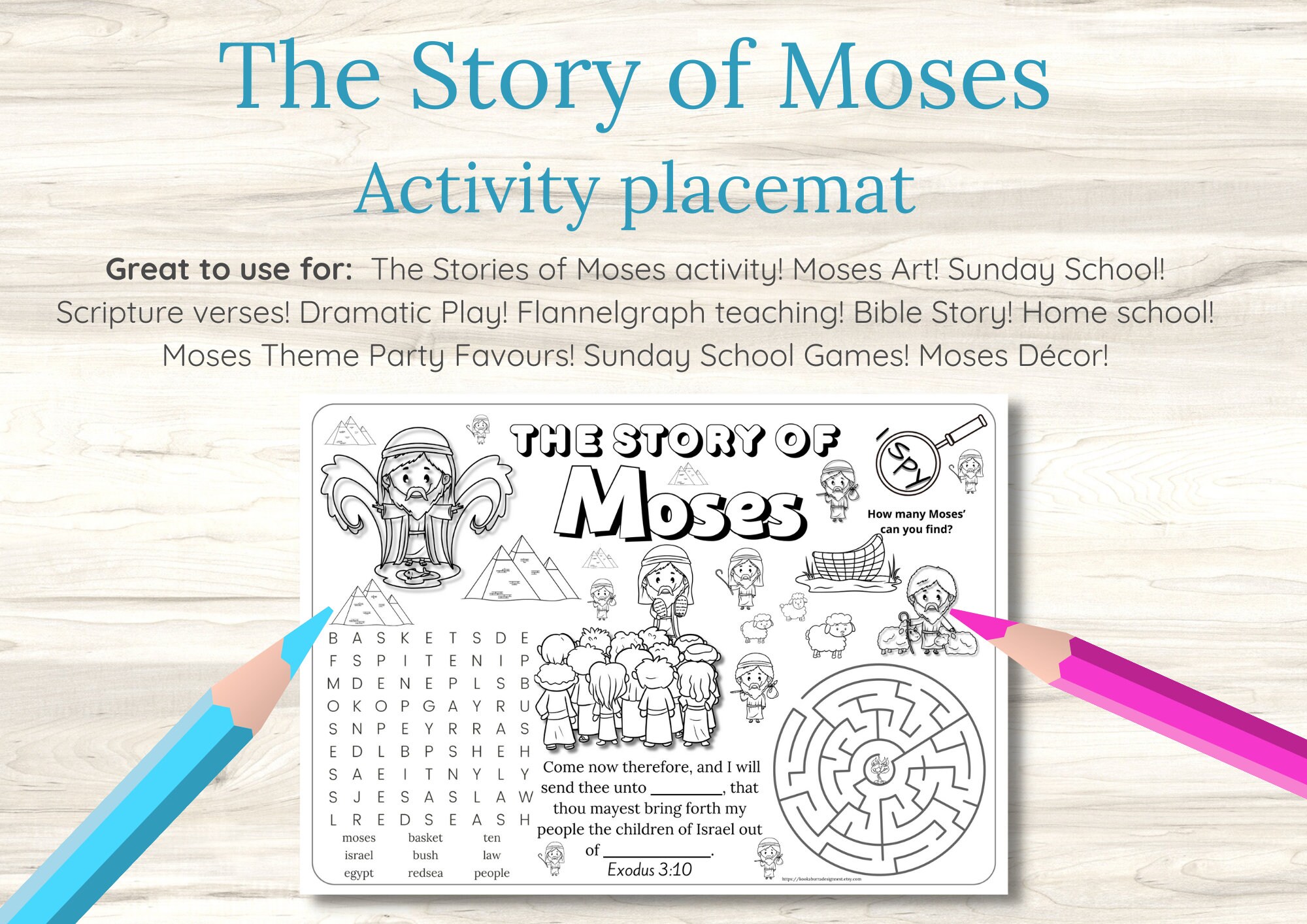 Moses Bible Printables – Leadership Kit With Crafts, Coloring ...